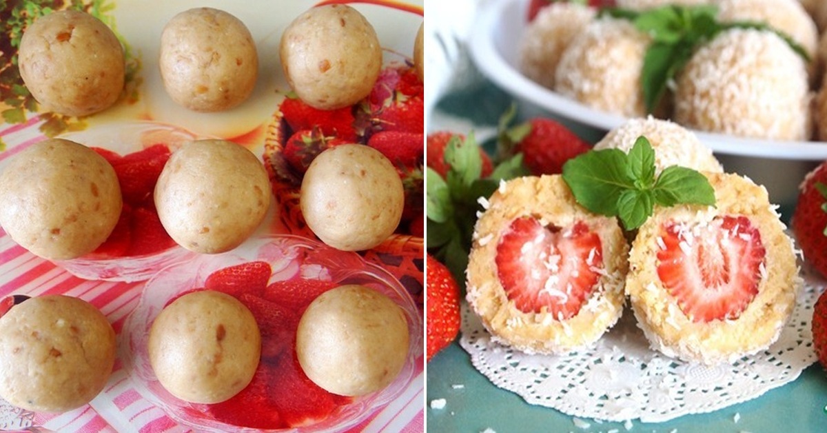 Jednoduché nepečené jahodové guľky | Receptik.sk